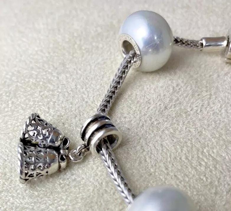 Rhona Sutton 925 Sterling Silver 19cm Charm Bracelet & 7 Charms Wedding ...