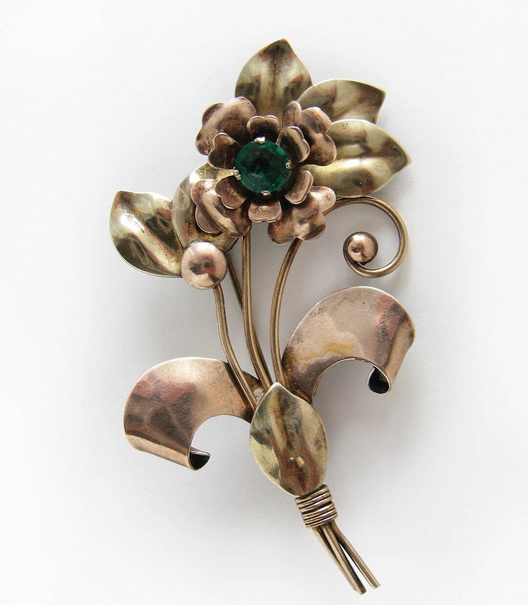 Vintage Harry Iskin Flower Brooch: Two-tone Gold Filled Pin With ...