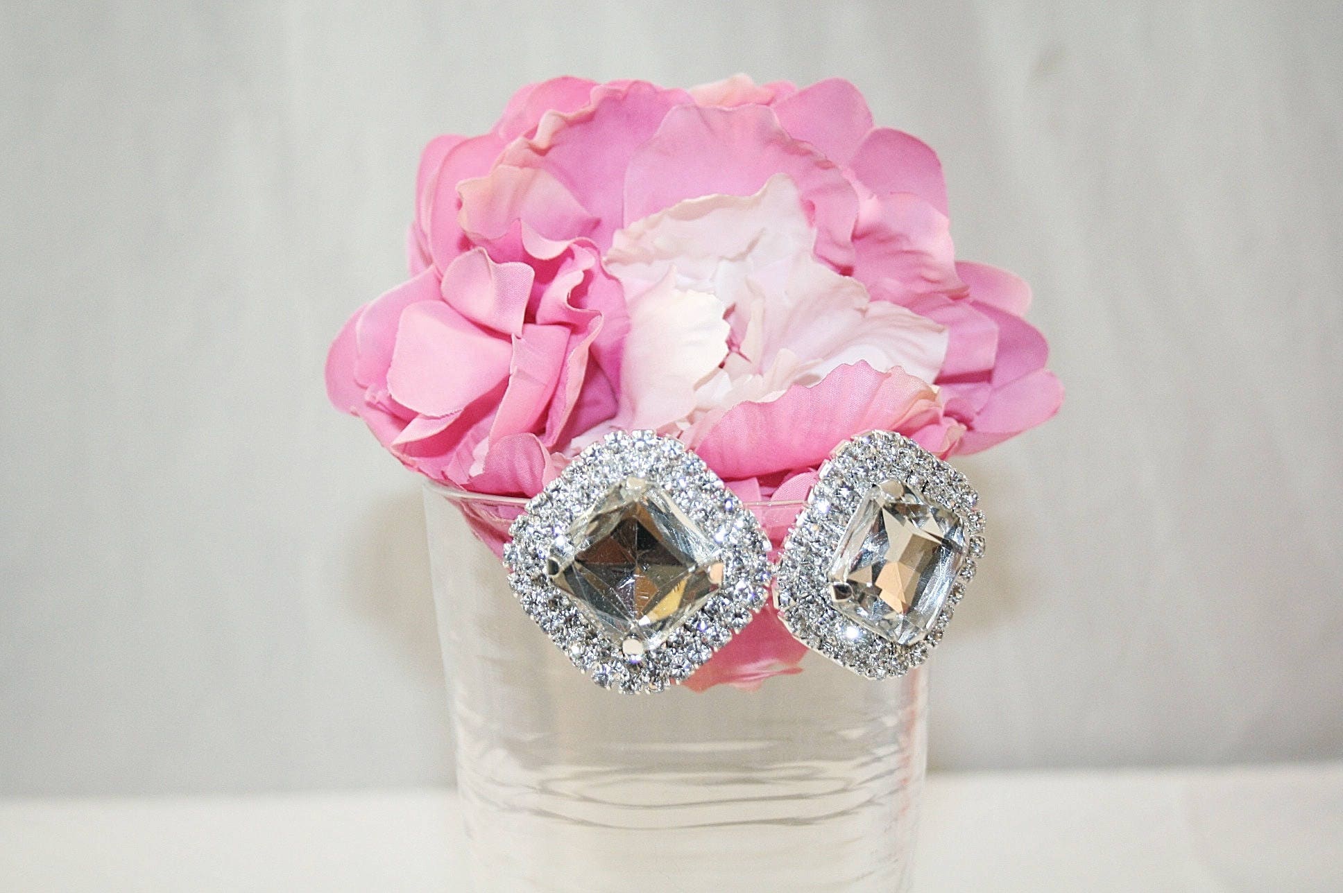 Dazzling Diamond Shaped Rhinestone Earrings Statement Earrings - Etsy