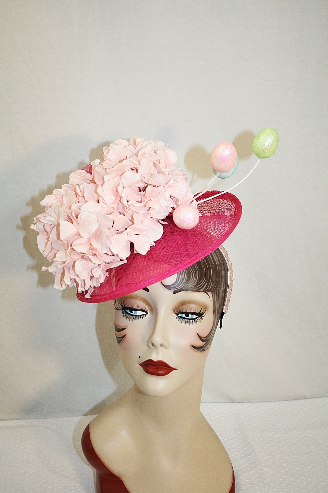 Easter Hat Easter Egg Hat Pink Hydrangea Fascinator Easter Fascinator ...