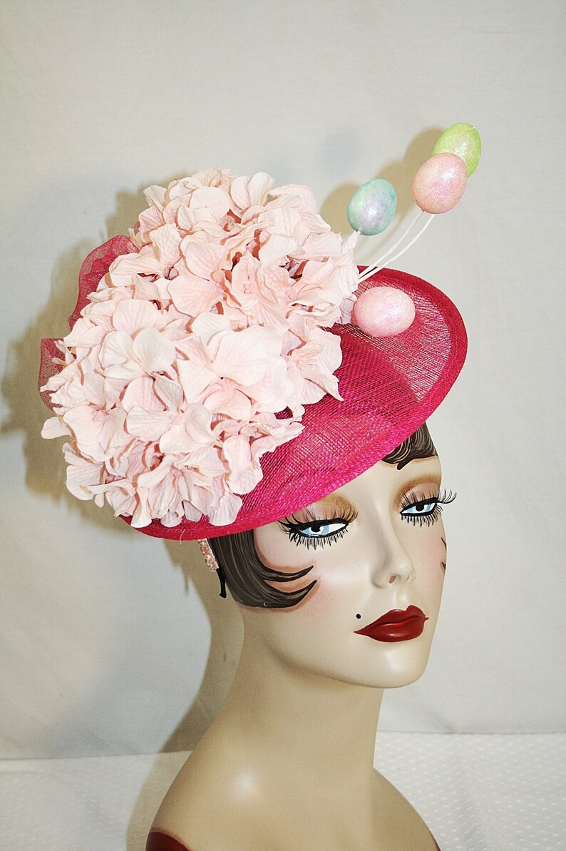 Easter Hat Easter Egg Hat Pink Hydrangea Fascinator Easter Fascinator ...