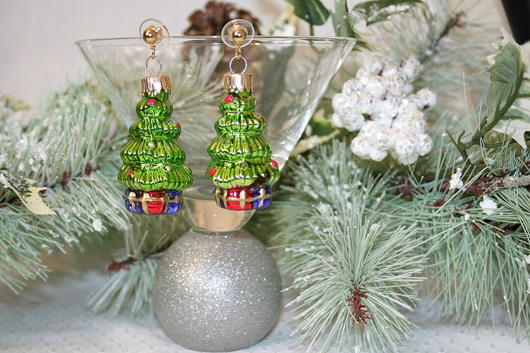 Christmas Tree Ornament Earrings Shoulder Duster Christmas Ornament ...