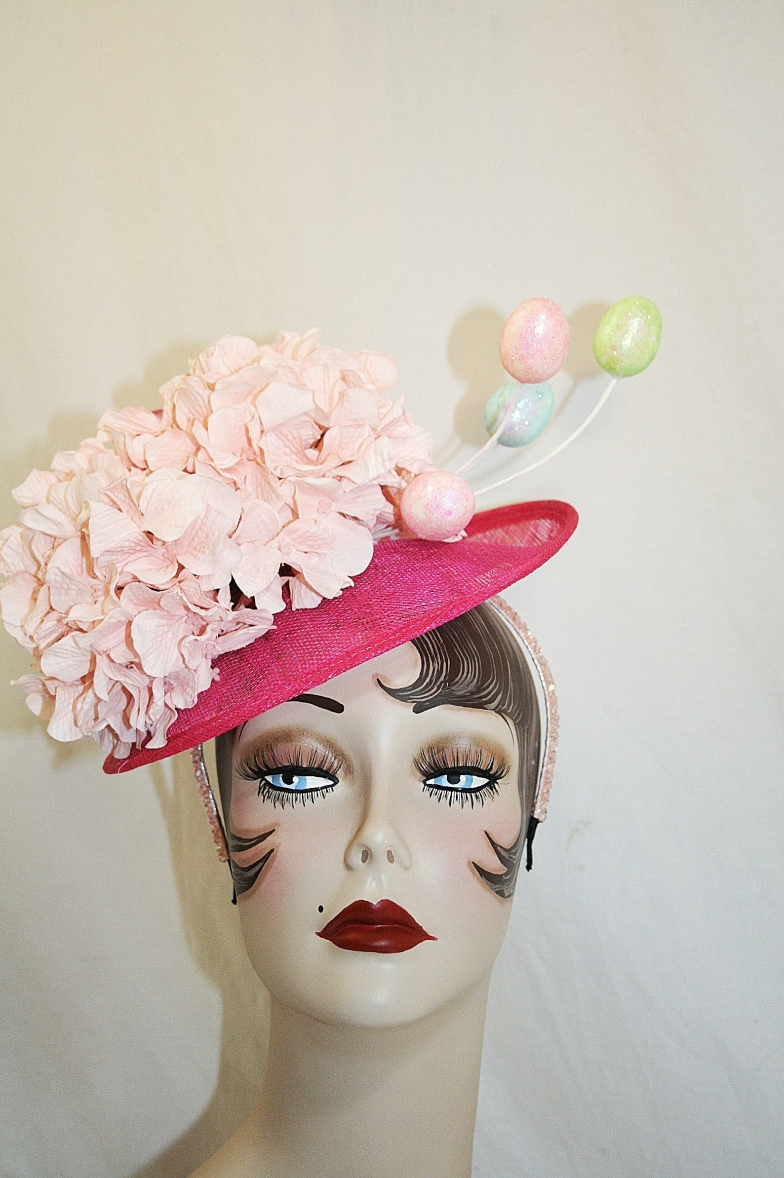 Easter Hat Easter Egg Hat Pink Hydrangea Fascinator Easter Fascinator ...