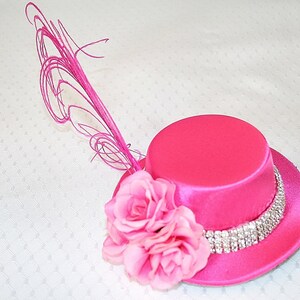 Hot Pink Mini Top Hat Fascinator Rhinestone Mini Top Hat - Etsy