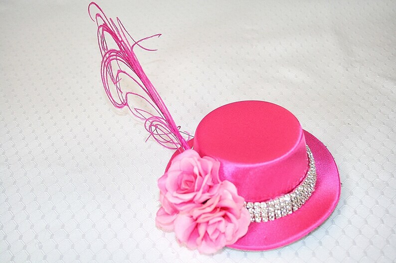 Hot Pink Mini Top Hat Fascinator Rhinestone Mini Top Hat - Etsy