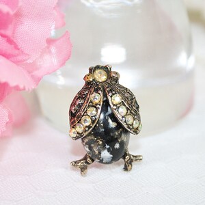 Vintage Jeweled Bug Brooch Pin Goldtone Rhinestone Bug Pin Funky ...