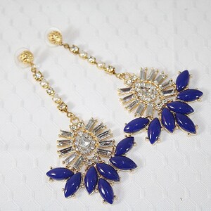 Cobalt Blue Diva Dangle Earrings Statement Rhinestone Earrings Wedding ...