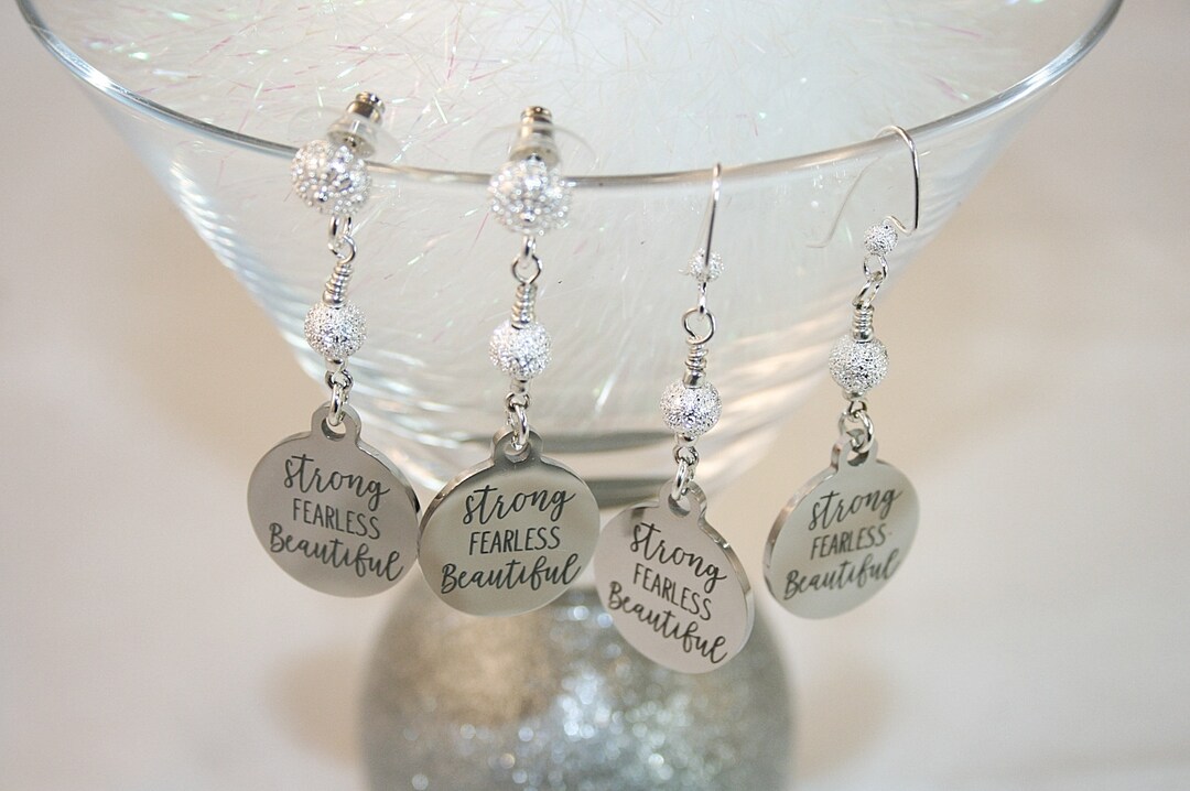 Strong Fearless Beautiful Motivational Earrings Empowerment Earrings ...