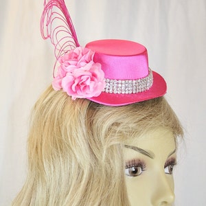 Hot Pink Mini Top Hat Fascinator Rhinestone Mini Top Hat - Etsy