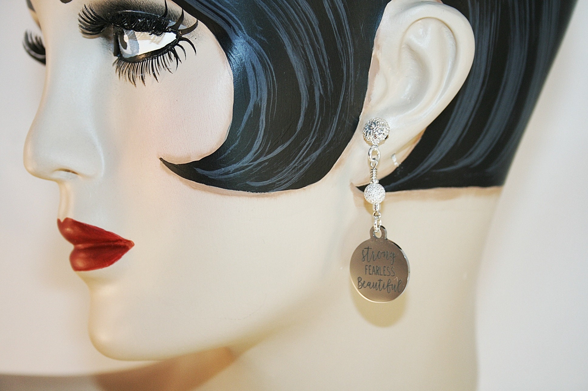 Strong Fearless Beautiful Motivational Earrings Empowerment Earrings ...