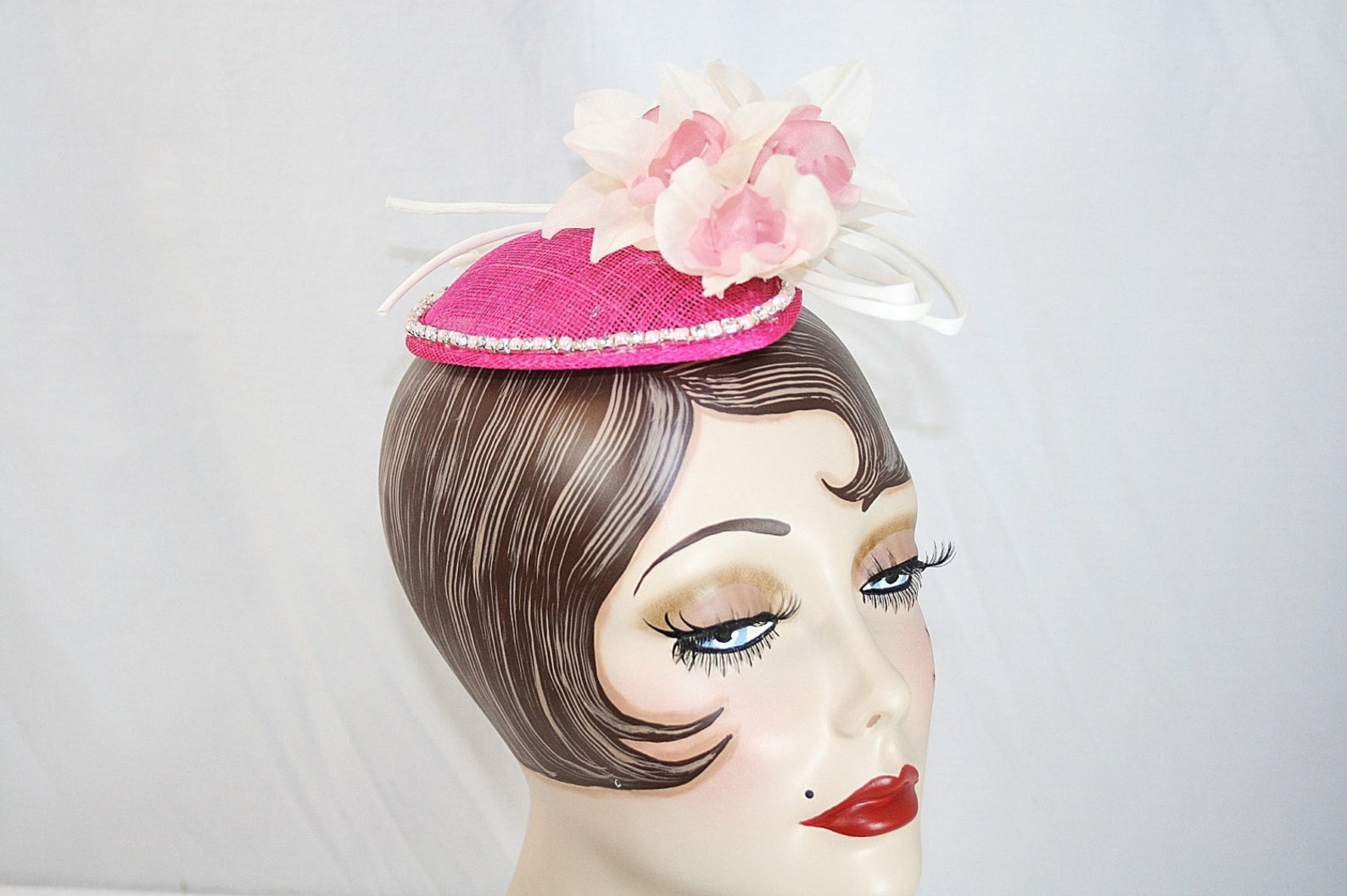 Pink Rhinestone Fascinator Hat Vintage Flower Fascinator Hat - Etsy