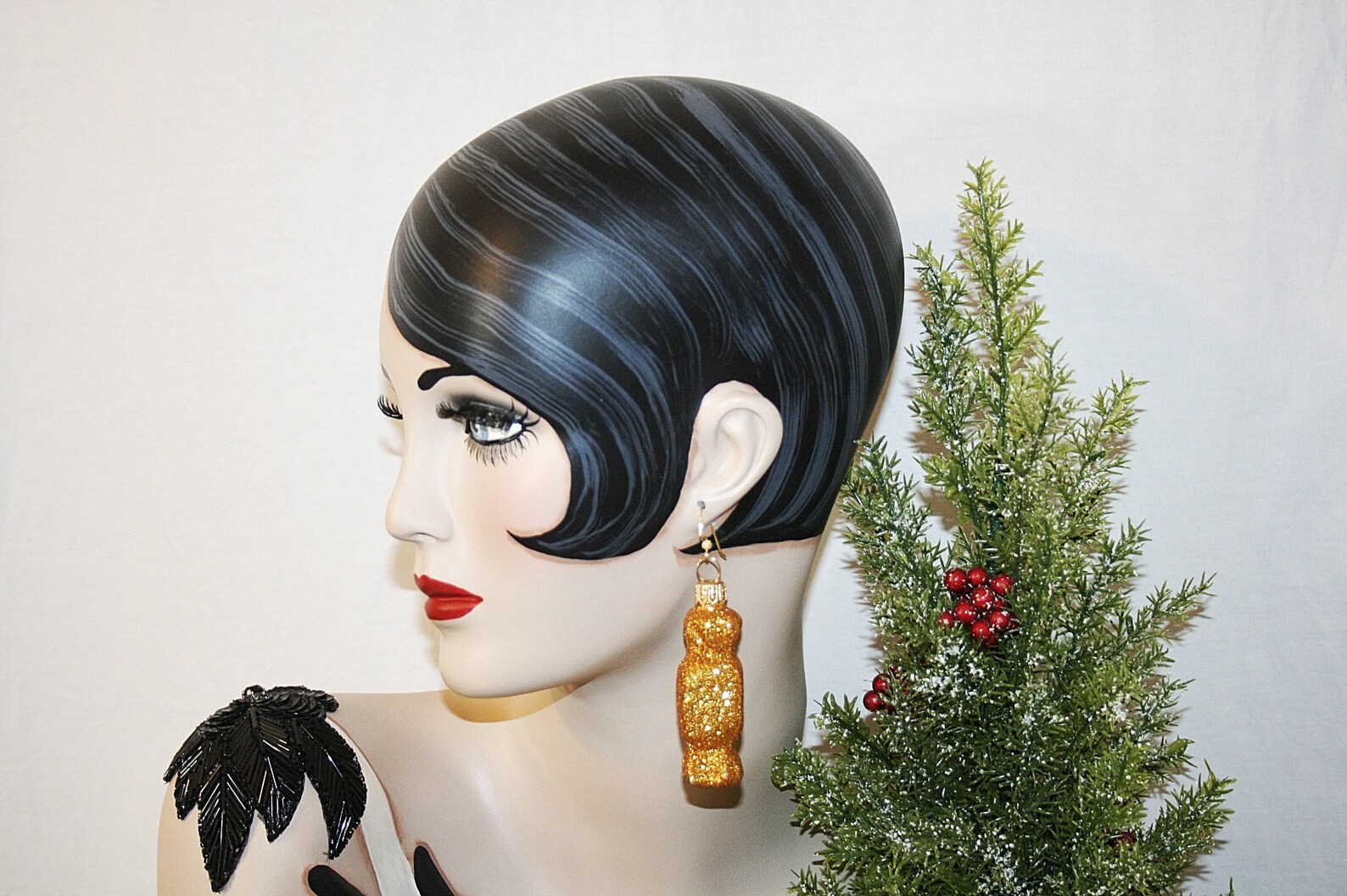 Glass Candy Ornament Earrings Christmas Ornament Earrings Glitter Red ...