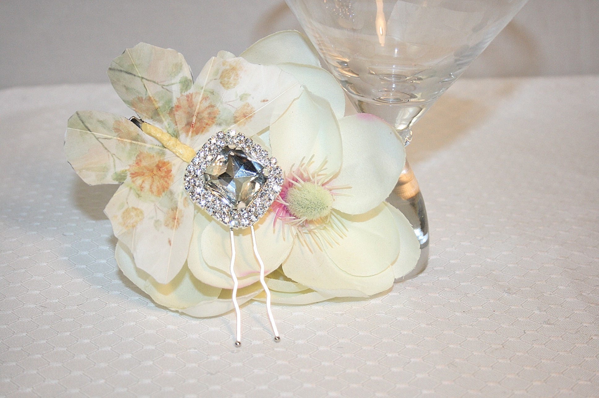 Elegant Diamond Shaped Rhinestone Hair Pin Sparkly Wedding Hair Holiday ...
