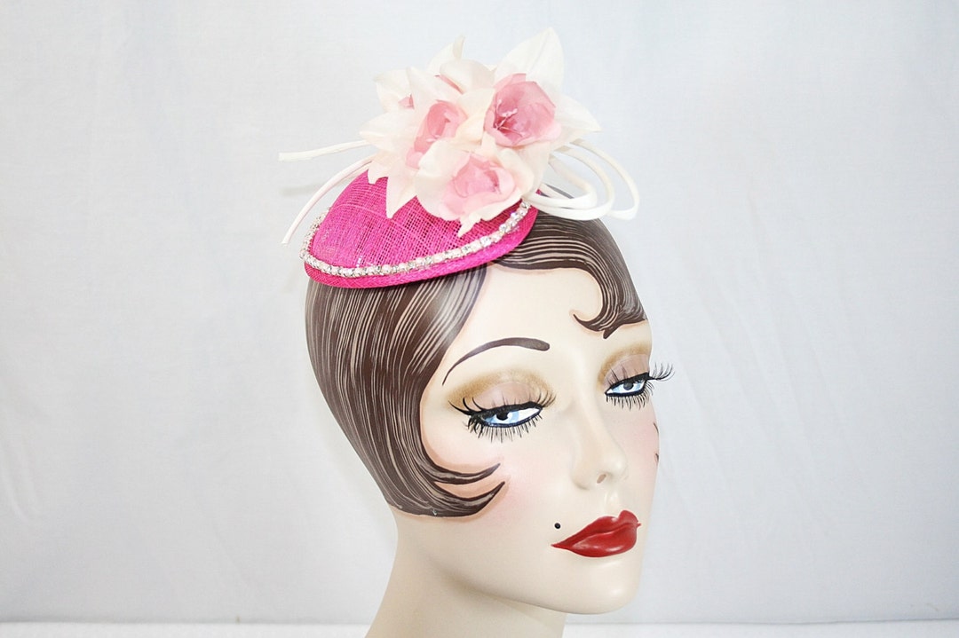 Pink Rhinestone Fascinator Hat Vintage Flower Fascinator Hat - Etsy