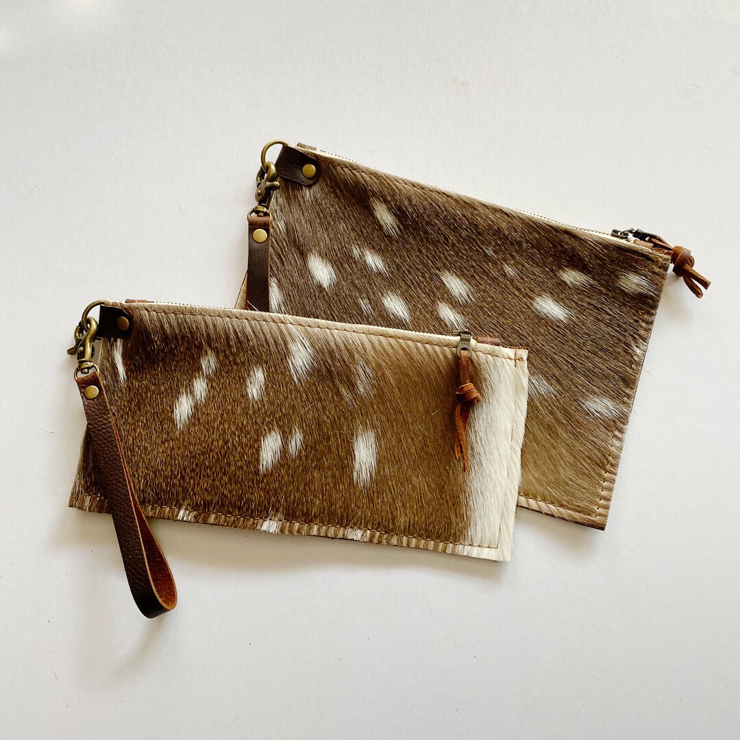 Zippered Axis Hide Pouch Checkbook Leather Wallet Brown - Etsy