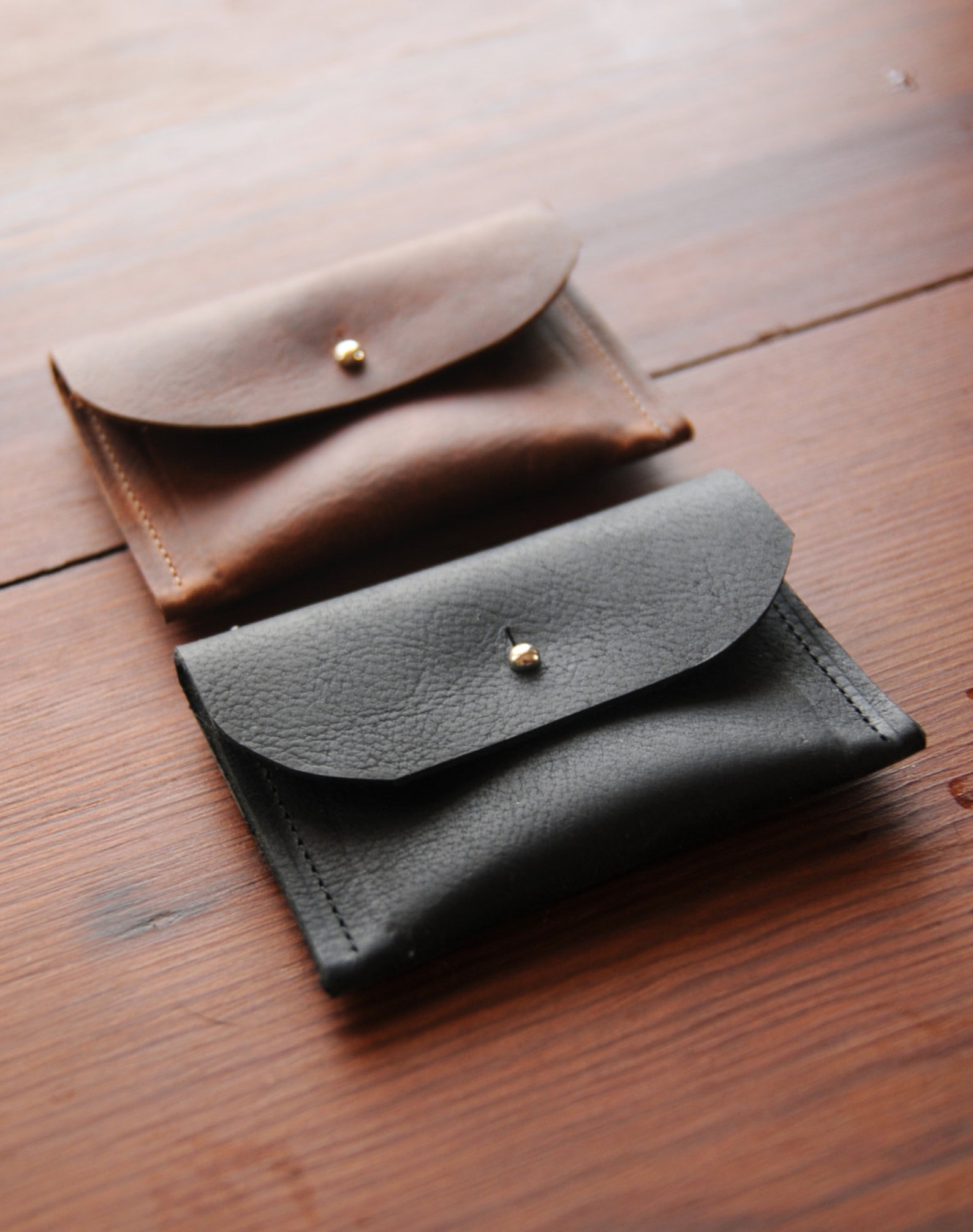 Handmade Leather Wallet Cowhide Pocket and Card Holder Black Brown ...