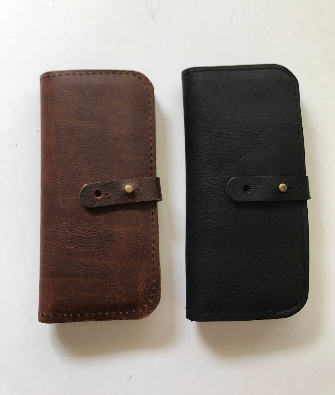 Leather Check Wallet With Zip Pouch READY TO SHIP - Etsy