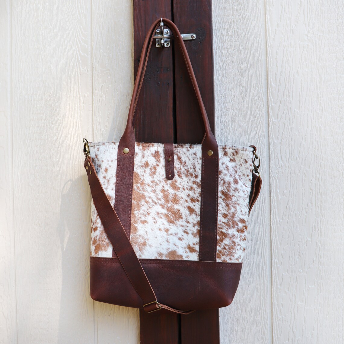Cowhide Leather Tote Bag - the Pearl Tote - Handmade in USA Southwest ...