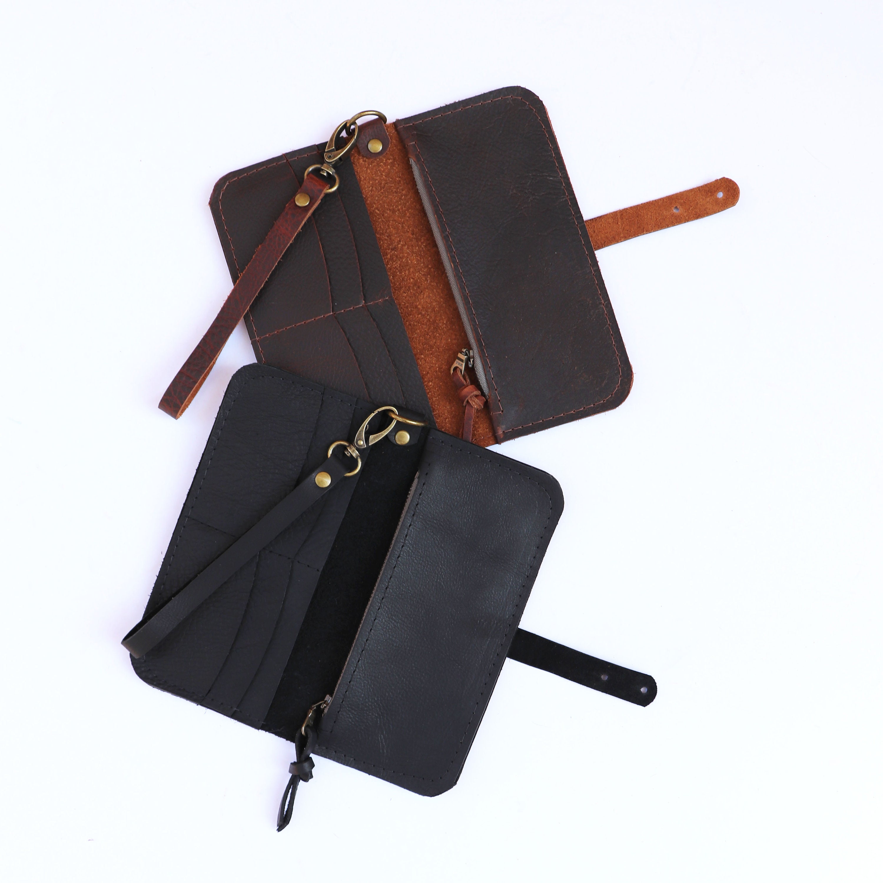 Leather Check Wallet With Zip Pouch | READY TO SHIP | Checkbook Wallet ...