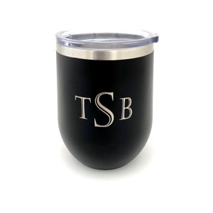 Monogram Powder Coated Engraved Wine Tumbler With Top Custom Engraved ...