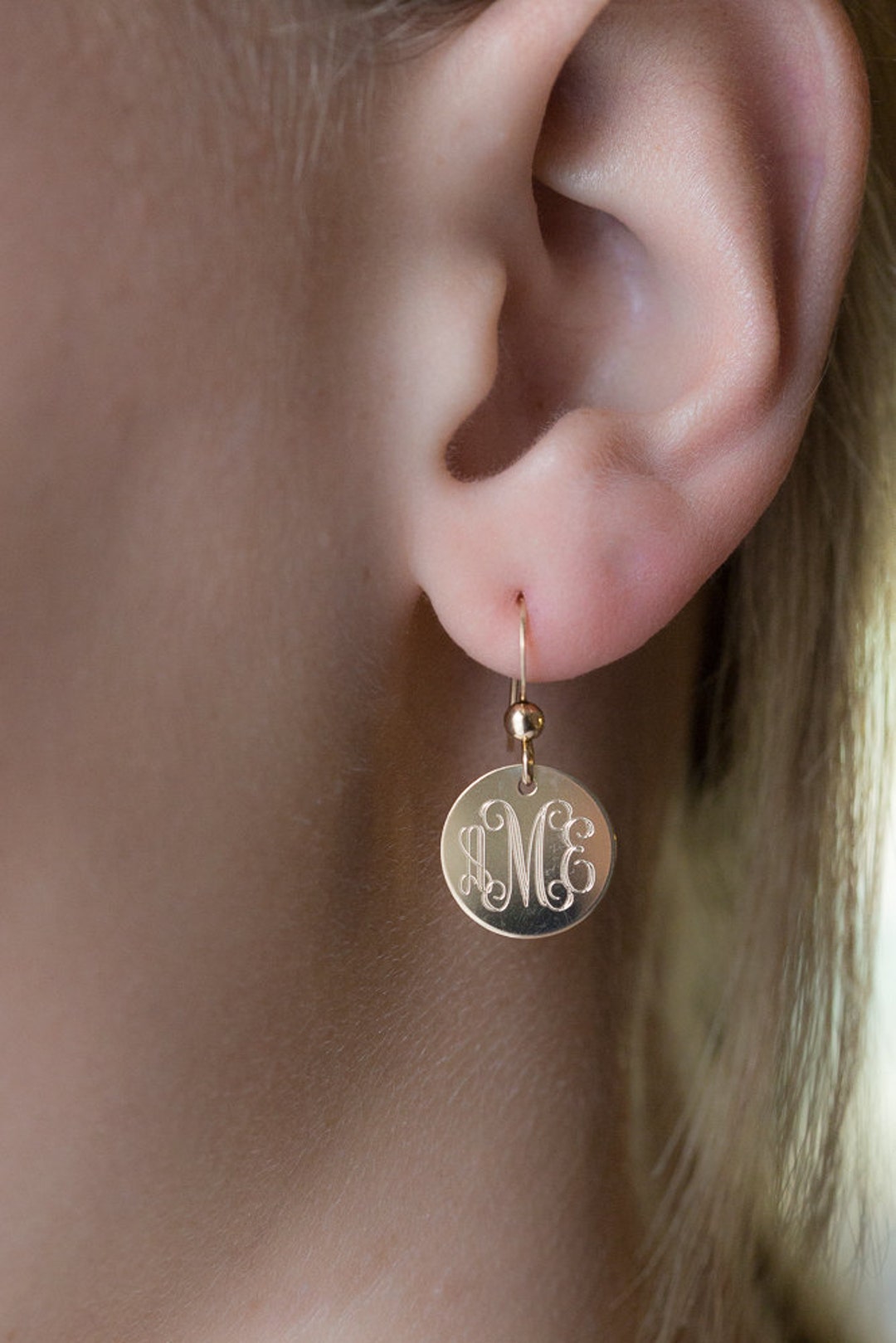 Monogrammed Earrings Gold Filled Dangle Style for Bridesmaids, Women ...