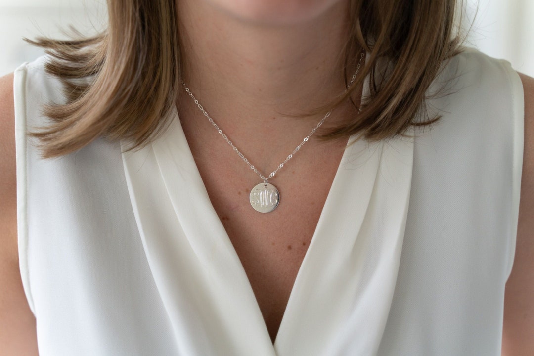 Monogrammed Figaro Chain Necklace in Sterling Silver, Monogram Necklace ...
