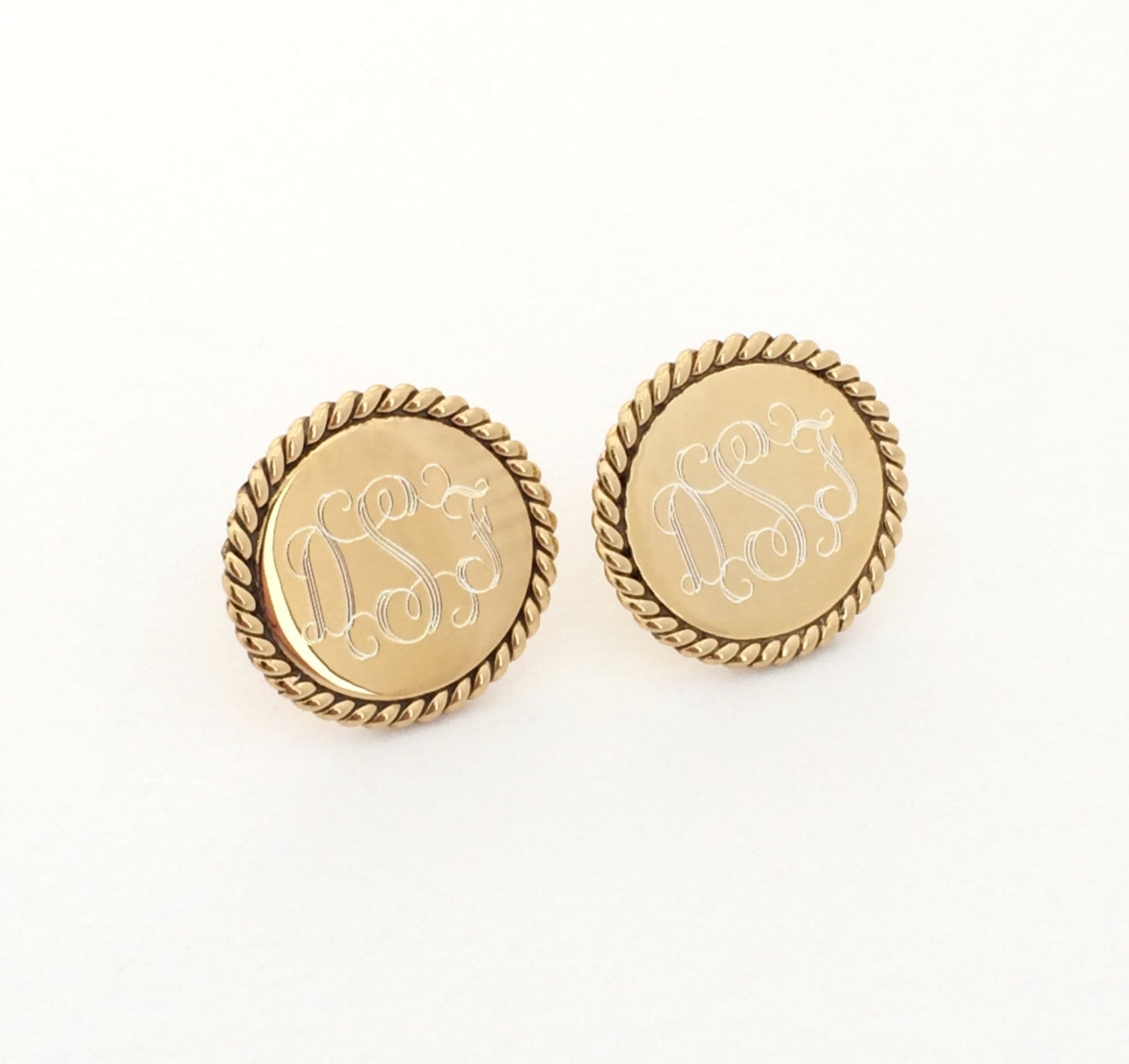 Nautical Rope Monogram Earrings Gold Plated Over Sterling - Etsy