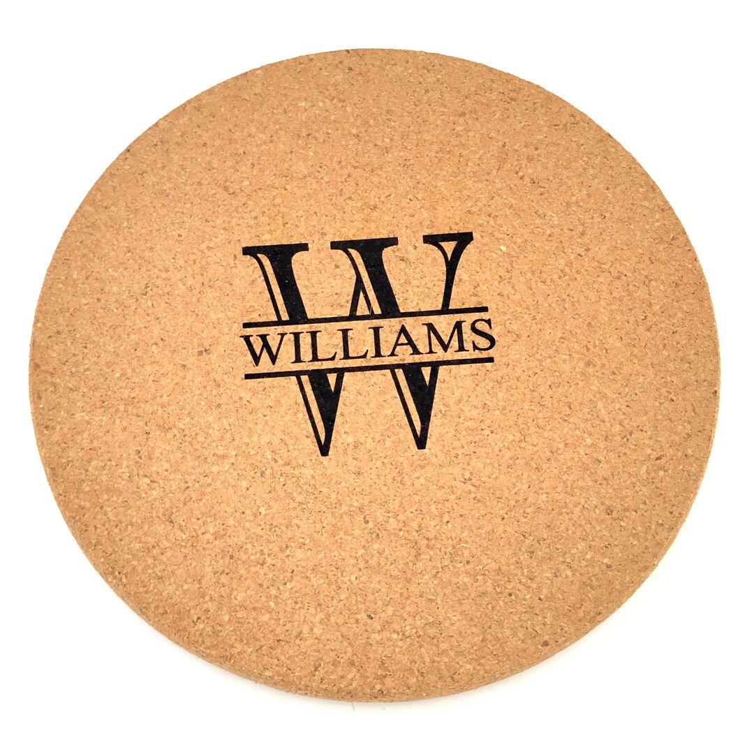 Custom Monogram Cork Trivet - Personalized and Permanently Engraved ...