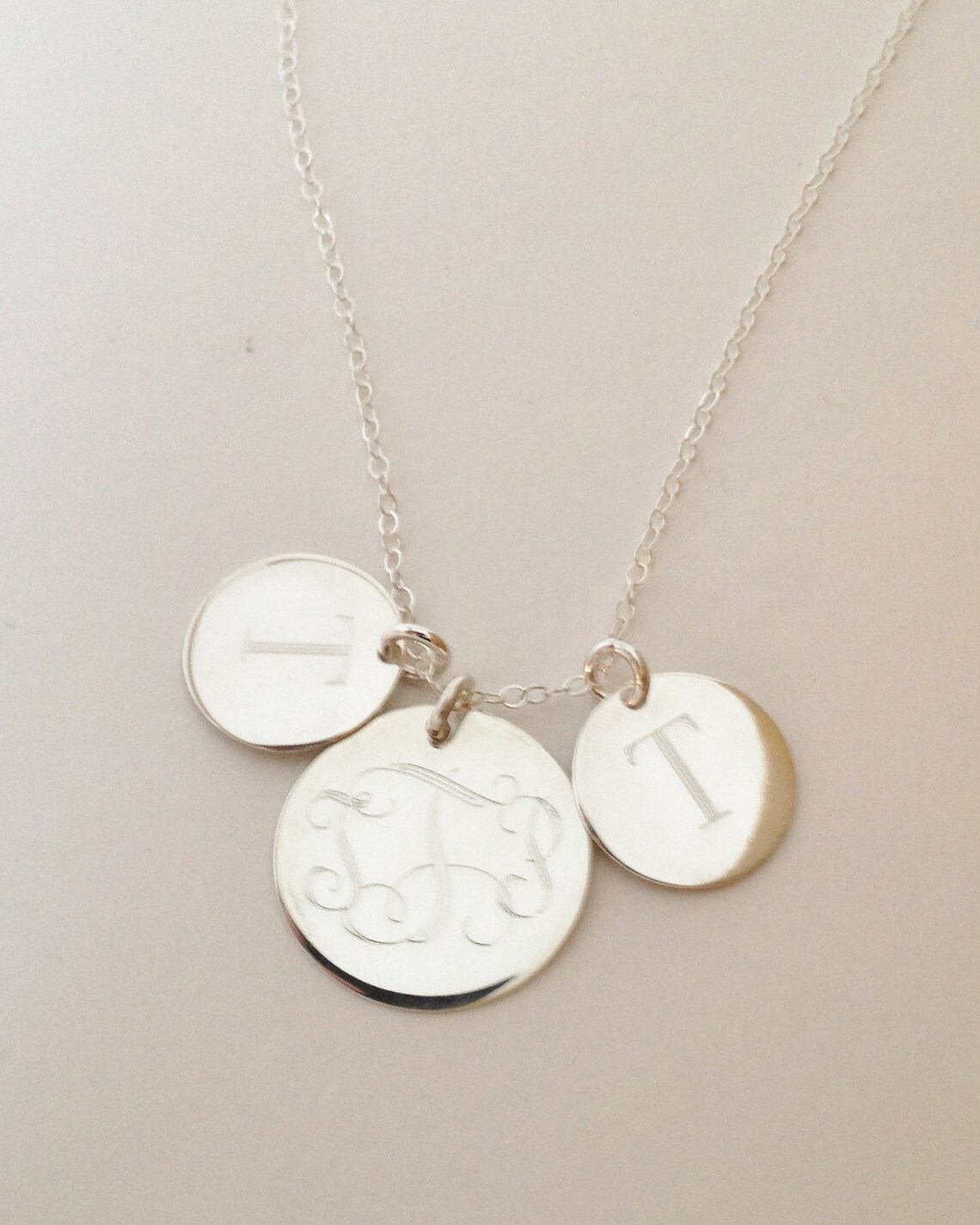 Mothers Necklace Monogrammed Necklace in Sterling Silver With Three ...