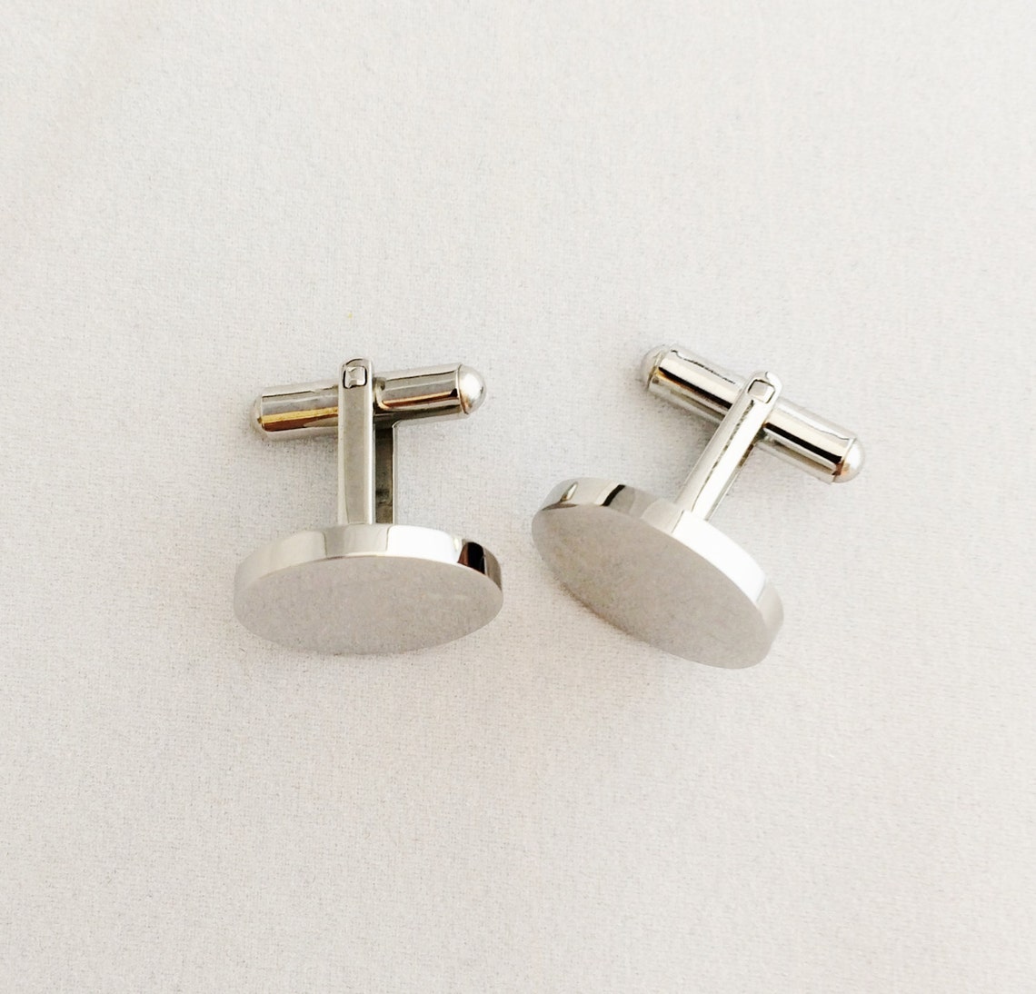 Custom Cufflinks in Stainless Steel Round Monogram Initials Engraved ...