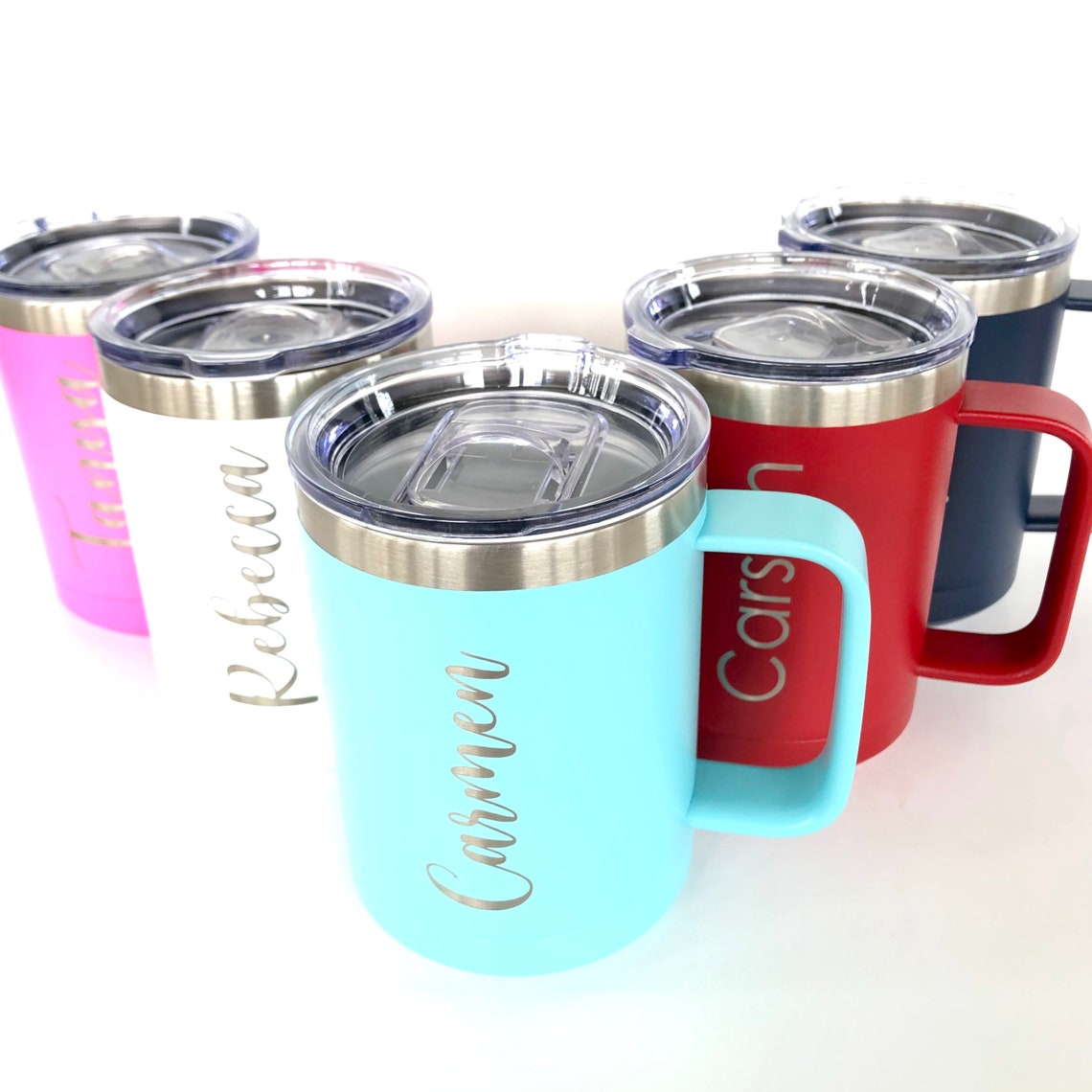 Personalized Insulated Coffee Mug 15 Oz With Slider Top Etched - Etsy