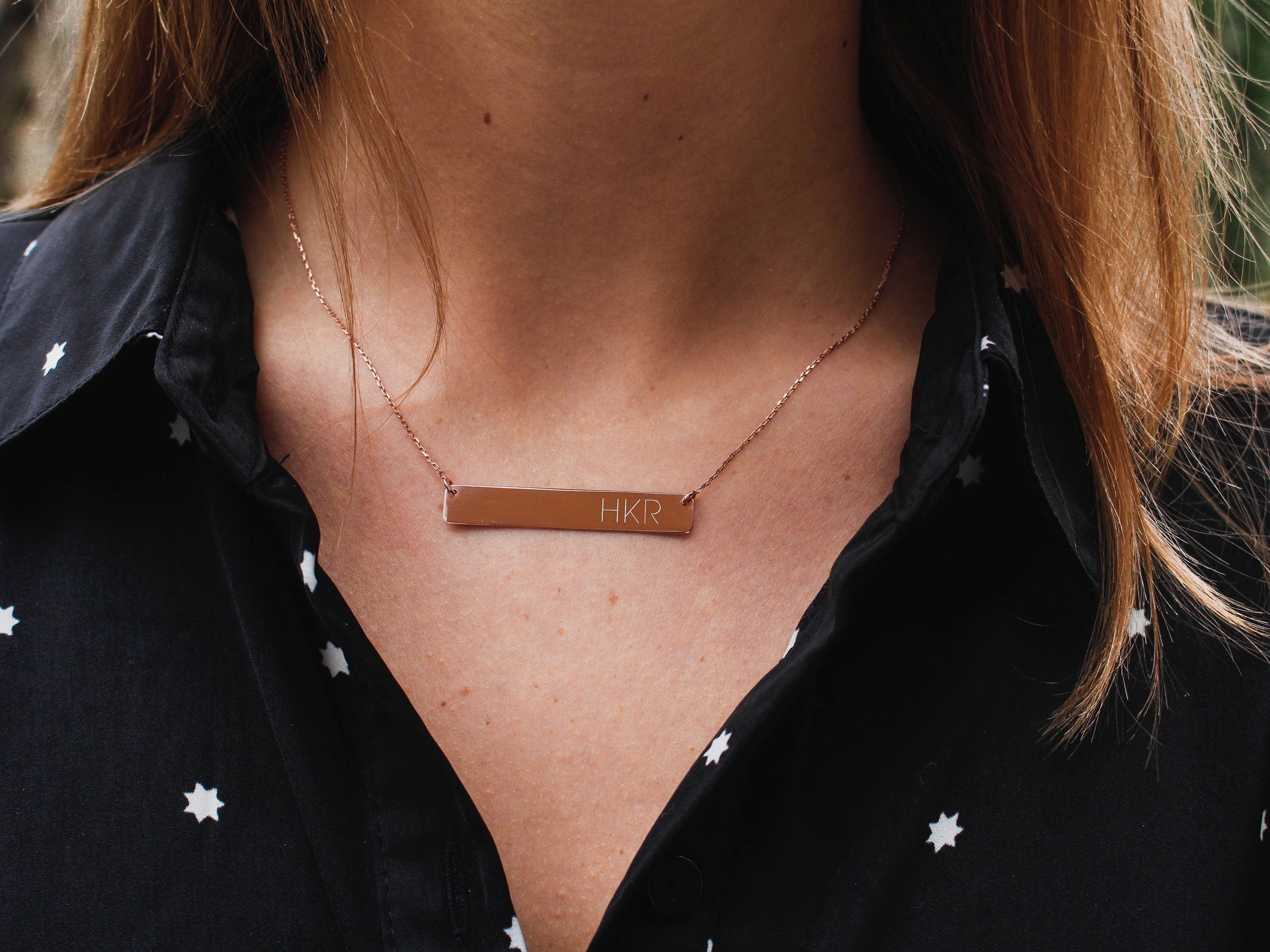 Monogram Bar Necklace in Rose Gold Silver or Gold Personalized | Etsy