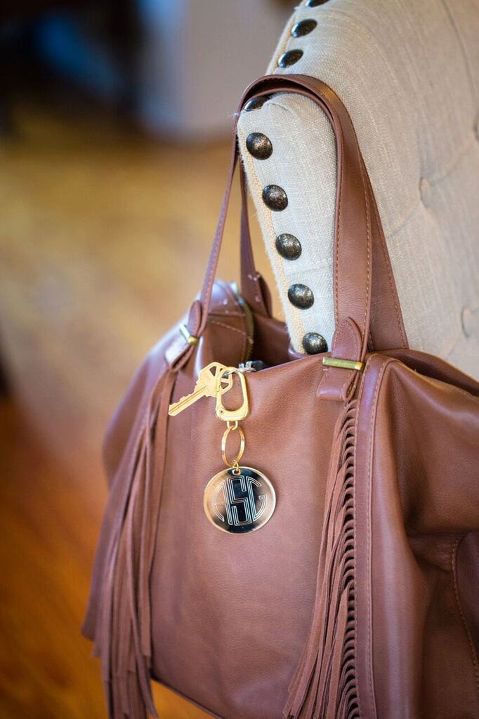 Gold Monogram Keychain With Bag Hook Personalized Keychain Sweet ...