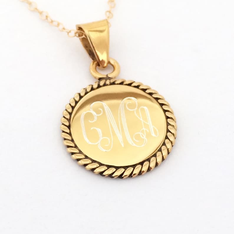Preppy Nautical Rope Monogrammed Necklace in Gold Plated Over - Etsy