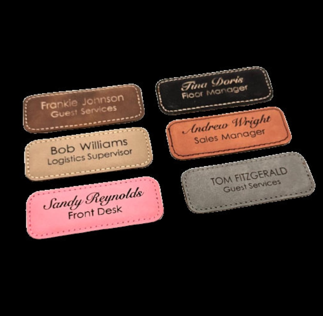 Custom Name Tags Magnetic Personalized Faux Leather Name Badge in 6 ...