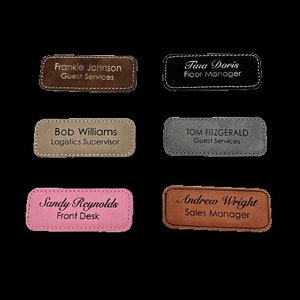Custom Name Tags Magnetic Personalized Faux Leather Name Badge in 6 ...