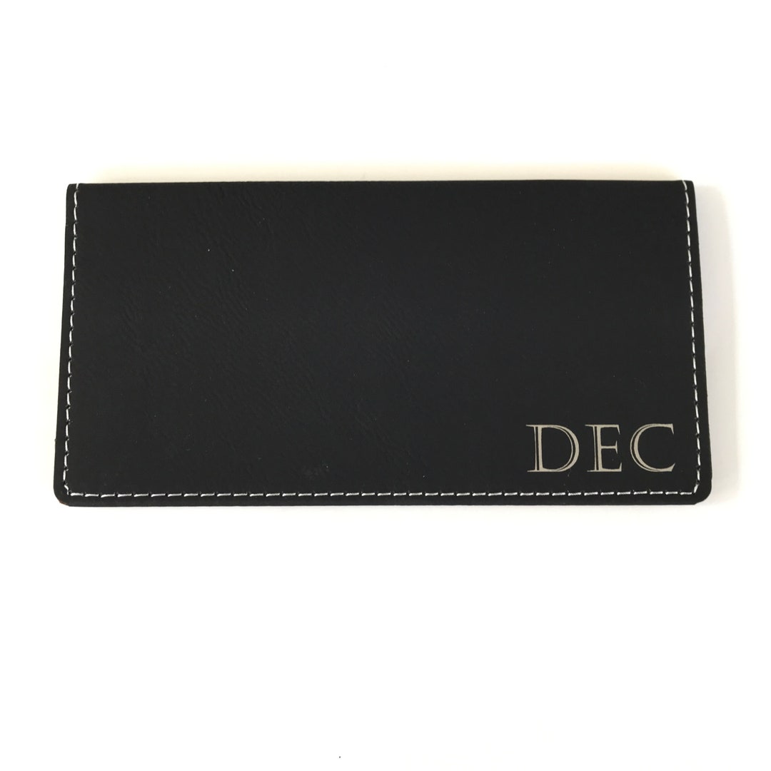 Monogrammed Faux Leather Checkbook Cover for Men, Checkbook Wallet ...