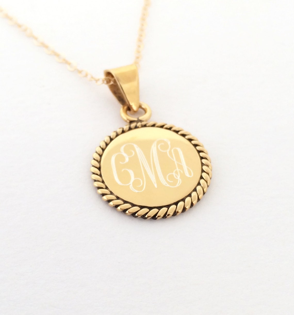 Preppy Nautical Rope Monogrammed Necklace in Gold Plated Over - Etsy