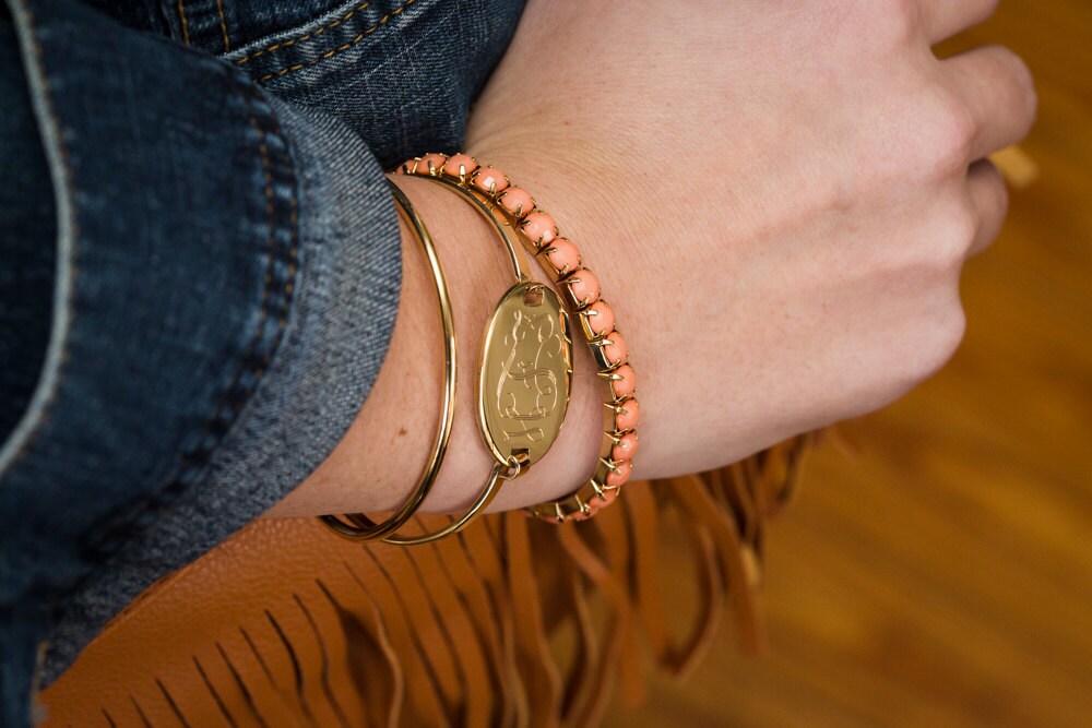 Personalized Bracelet Monogram Latch Cuff Stacking Bracelet | Etsy