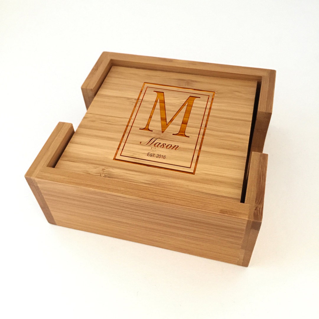 Personalized Wedding Coasters, Custom Bamboo Coasters, Wedding Gift ...