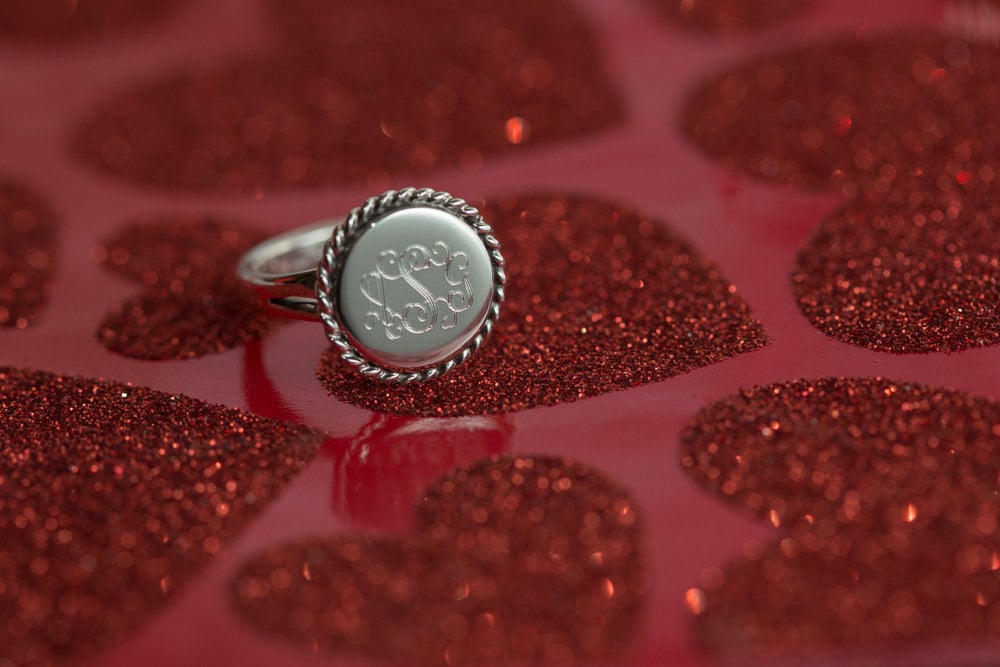 Valentines Day Ring - Nautical Rope Monogrammed Ring in Sterling Silver ...