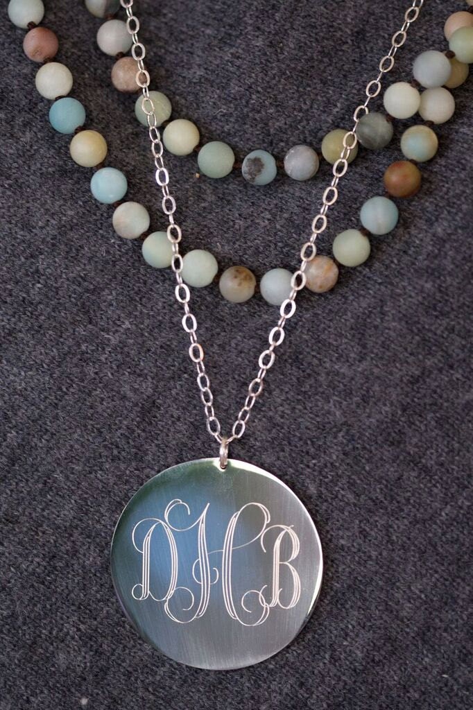 Large Monogram Necklace in Silver or Gold Long Statement - Etsy