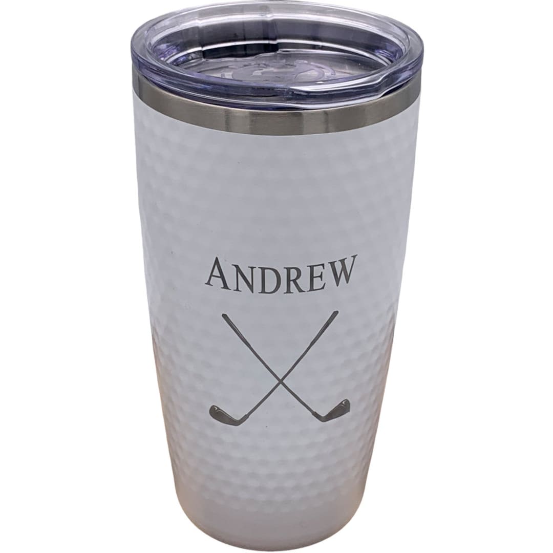 20oz Personalized Golf Ball Dimpled Tumbler Gift for Golfer Dad Double ...