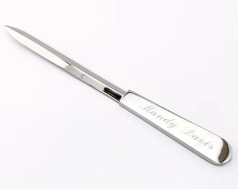 Vintage Letter Opener Knife/envelope Opener Silver Plated Metal ...