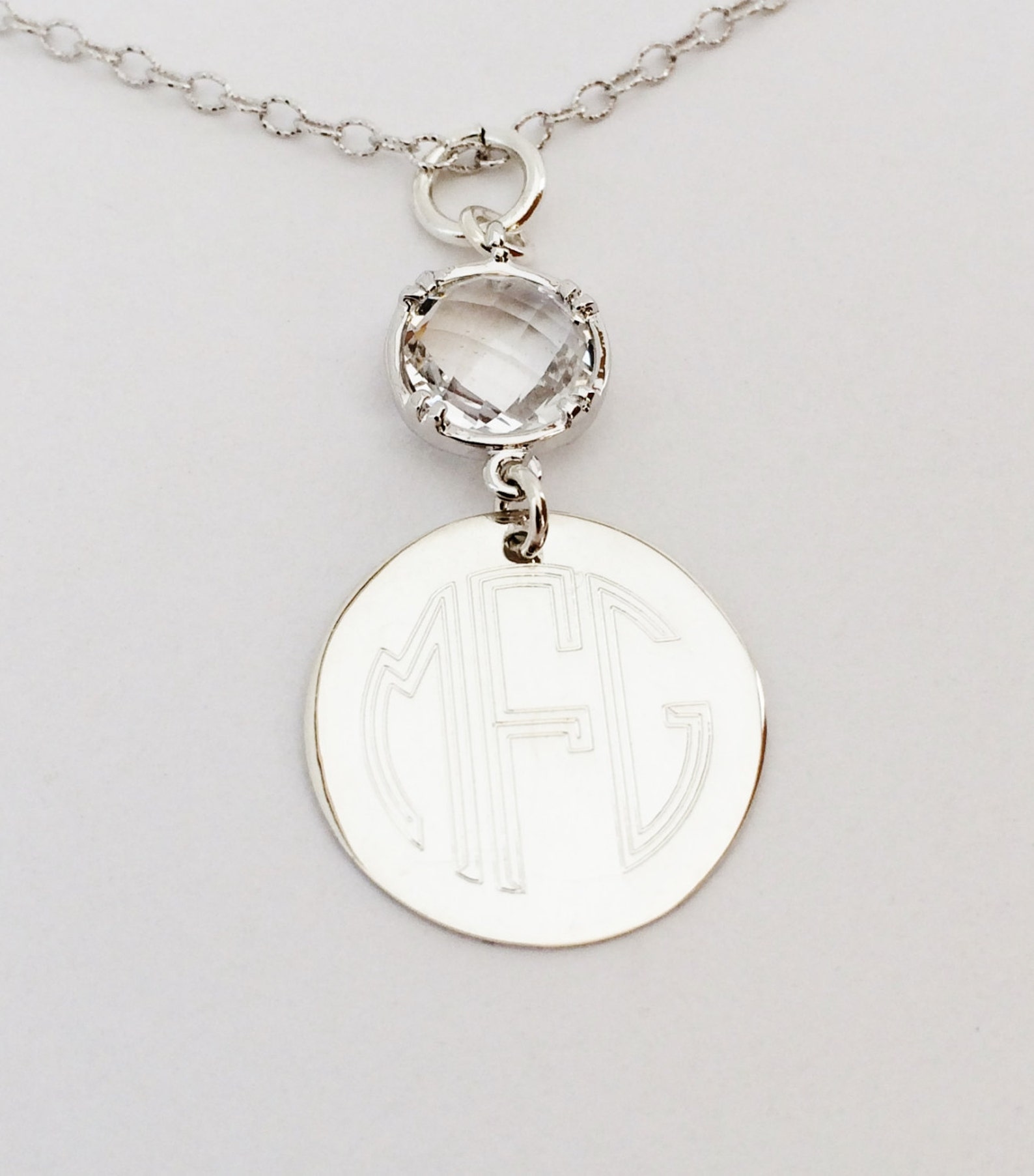 Personalized Necklace in Sterling Silver With Crystal for - Etsy