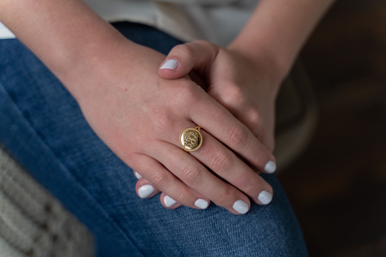 Gold Plated Nautical Rope Monogrammed Ring for Women or Christmas ...