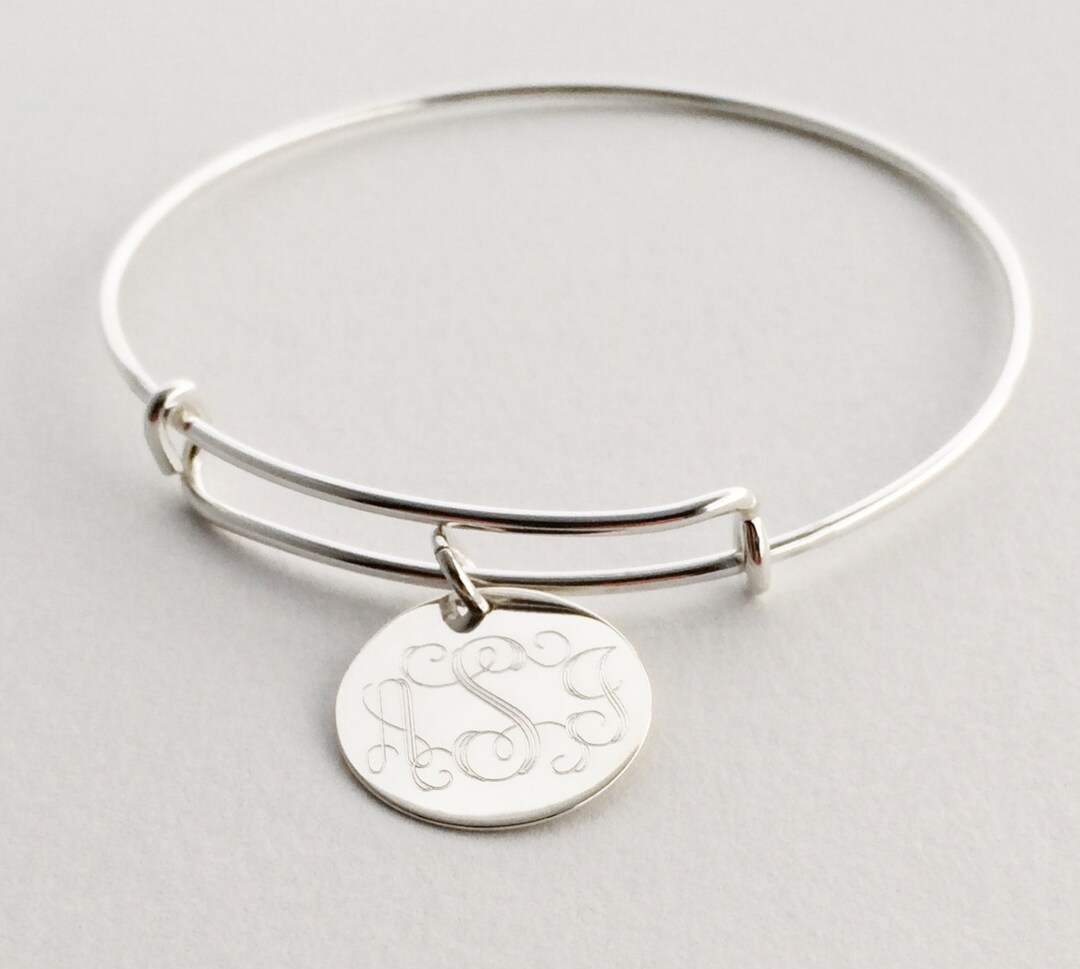 SALE- Reduced Price Sterling Silver Adjustable Charm Bangle Bracelet ...