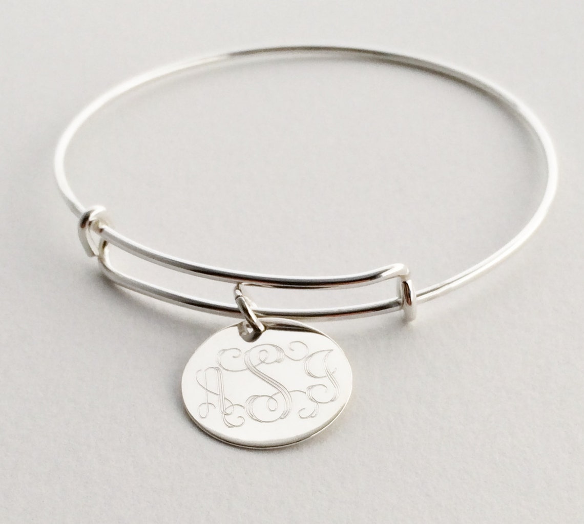 SALE- Reduced Price Sterling Silver Adjustable Charm Bangle Bracelet ...
