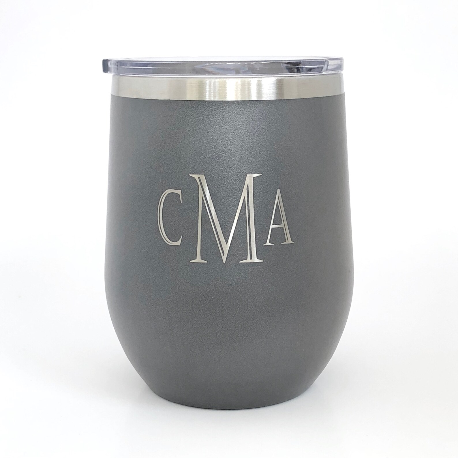 Monogram Powder Coated Engraved Wine Tumbler With Top Custom Engraved ...