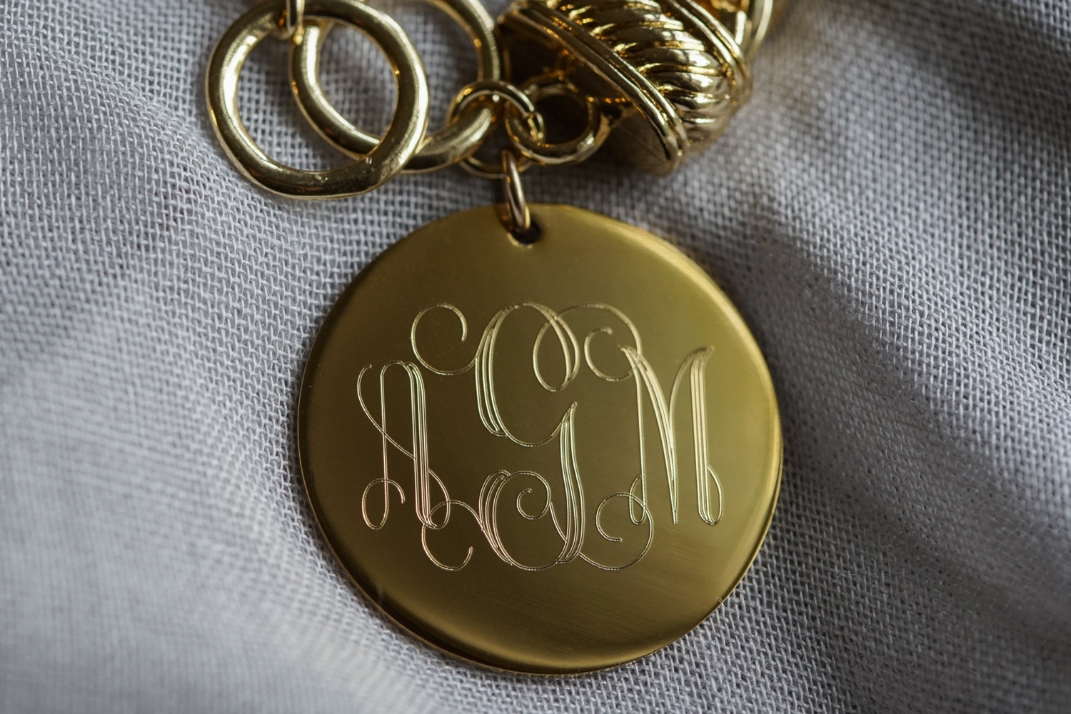 Monogram Charm Bracelet, Gold or Silver Rope Monogram Bracelet ...